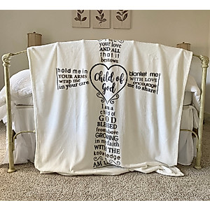 Child of God Blanket-Inspirational Throw-Religious Blanket-Gift for Baptism/First Communion-Christening Blanket-Gift for Godson/Goddaughter/Grandson/Granddaughter/Niece/Nephew (White - Personalized)