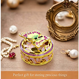 JWT Astyle Elegant Butterfly Jewelry Trinket Boxes.Enameled Decorative Keepsake Ring Box Holder Necklace Earrings Organizer Home Decor.Butterfly Gifts for Women