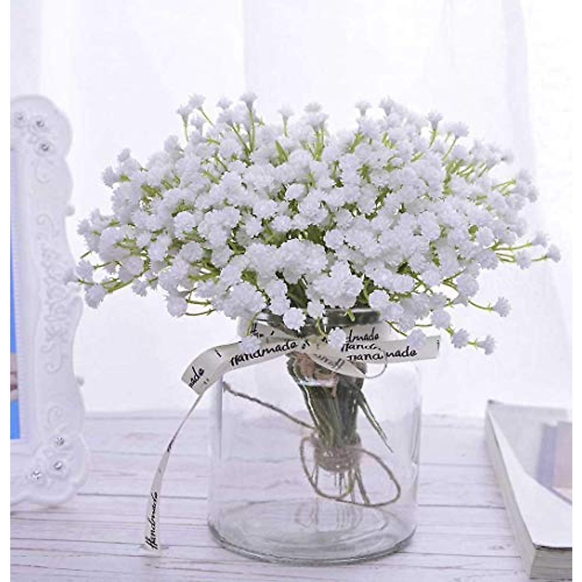 10Pcs 30 Bunches White Babys Breath Artificial Flowers Real Touch Fake Gypsophila Faux Plants for Wedding Garland Wreath Girl Crown Flower bonquet DIY Flores Arrangement Table Décor Centerpiece