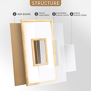 Blustrio Wooden Wedding Guest Book Alternative, 11"x17"Framed and Hangable Baby Shower Guest Book for Wedding/Baby/Graduation/Retirement/Birthday/Party/Celebration of Life/Funeral(Stand not included)