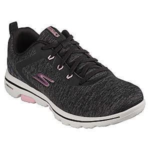 Skechers Women's Go Walk 5 Arch Fit Golf Shoe Sneaker, Black/Pink, 8.5