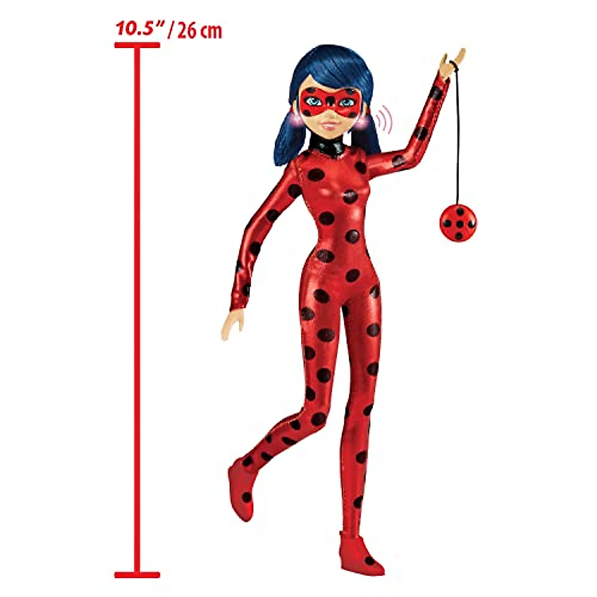Miraculous Talk & Sparkle Ladybug Doll | 26cm Marinette Figure with Lights Sounds and Yoyo Accessory | Bandai Miraculous Ladybug Dolls Superhero Toys | Miraculous: Tales of Ladybug and Cat Noir Toys