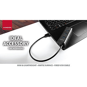 AXAGON HUE-S2B USB-A-Hub, 4X USB 3.0, 1x Micro-USB für Stromversorgung - 300 mm Kabel
