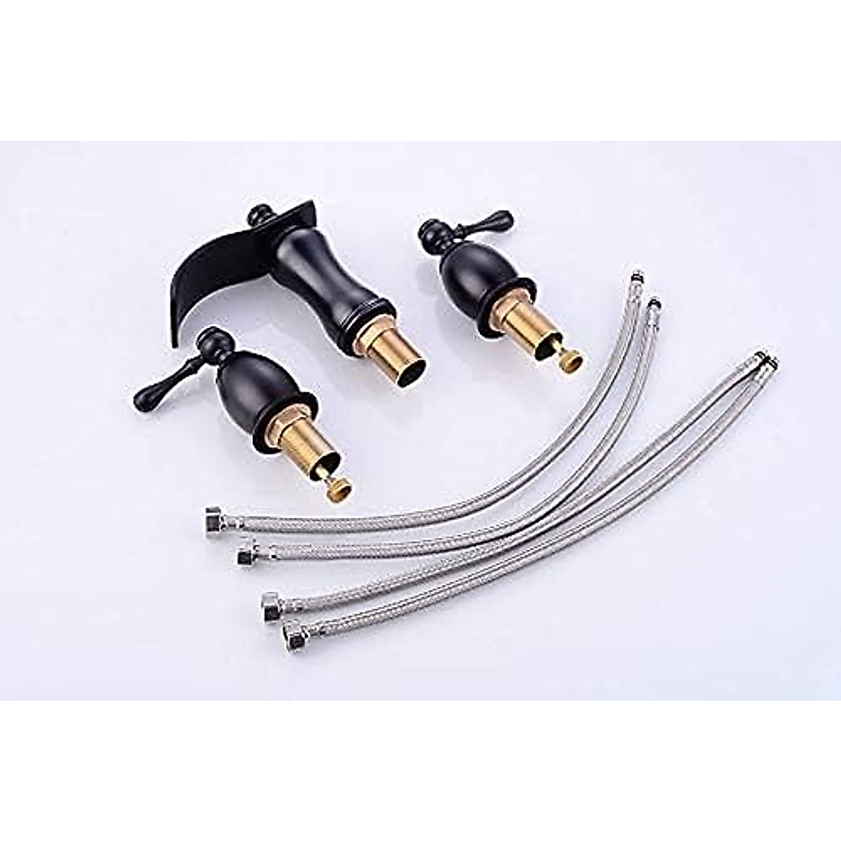 Kitchen & Bath Fixtures Taps Faucet,EuropUPC Black Ancient Basin Three-Hole Faucet Retro Wash Basin Faucet Bathroom Three-Piece Hot and Cold Waterfall Faucet