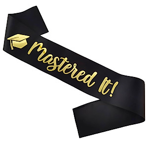 MUMUNN Mastered it Sash for Congrats Grad, Class of 2024 Finally Graduated Cheerleader Senior Graduated Sash for Graduation Party Supplies Favors, Black Gold