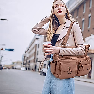 UBORSE Purses and Handbags for Women Large Hobo Bags Top Handle Satchel Shoulder Bag Washed PU Leather Multi-Pocket Tote Bag