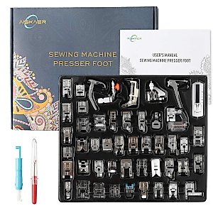 Aiskaer 48Pcs Sewing Machine Presser Feet Sewing Foot Set for Brother, Babylock, Singer, Janome, Elna, Toyota, New Home, Simplicity, Kenmore