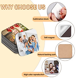 48 PCS Sublimation Blank Fridge Magnets for Refrigerator, Sublimation Printing Blank and Magnetic Sticker, DIY Magnetic Fridge Magnet for Home Kitchen Microwave Wall Door Decor (6 x 6cm, 5 x 7.5 cm)