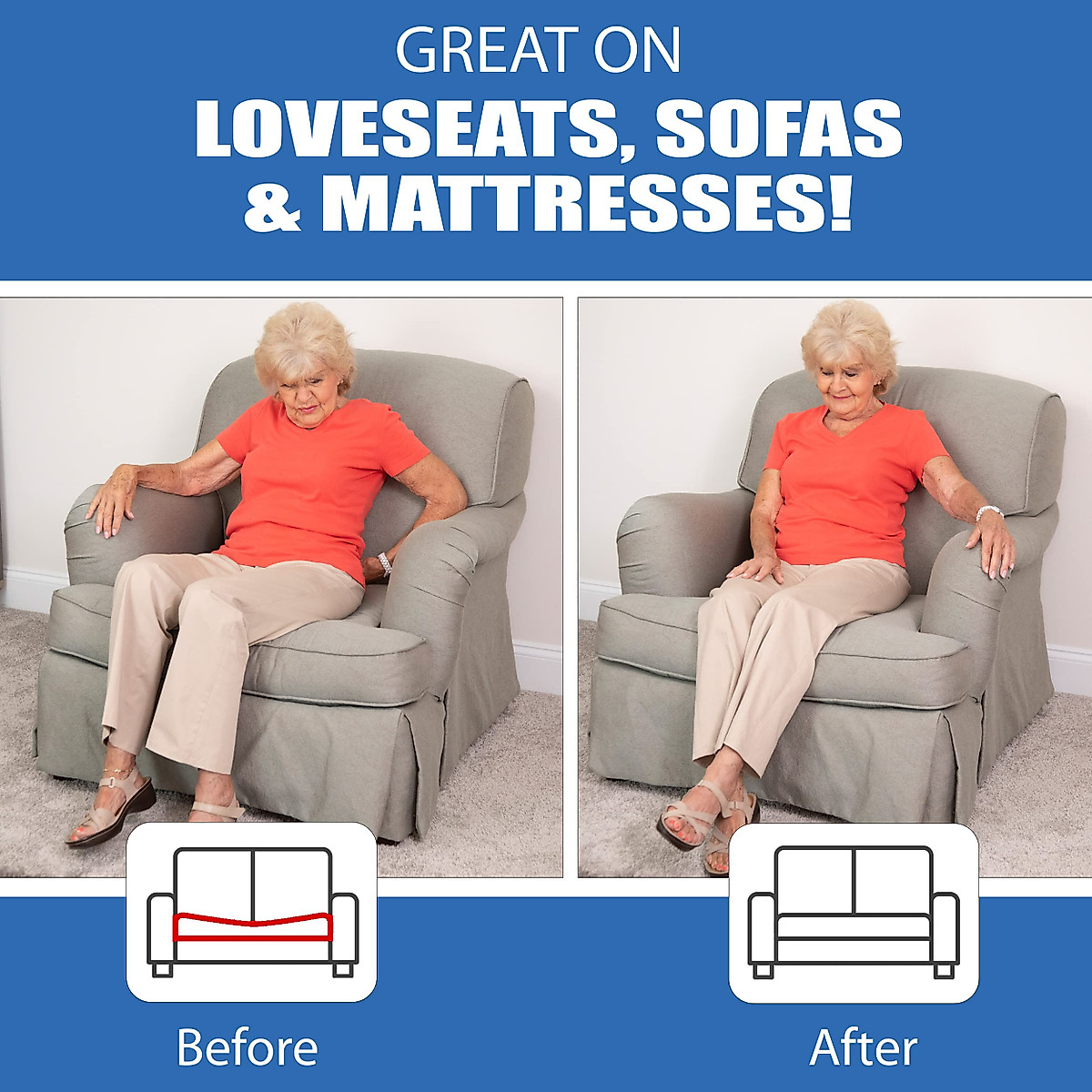 Product Trend Furniture Fix Steel for Chair, Sofa, Loveseat, Mattress, or Couch-Cushion Support, Supercomfortable Nonslip Adjustable Seat Support, Extend Furniture Life, (66 x 17) Inches Deep (Black)