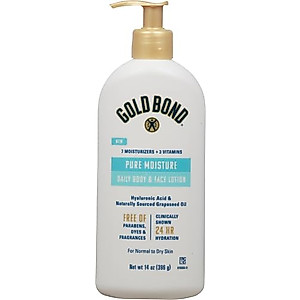 Gold Bond Pure Moisture Lotion, 14 oz., Ultra-lightweight Daily Body & Face Lotion for Dry Skin
