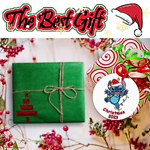Cosershow Christmas Ornaments 2023 Lilo Stitch Christmas Ornaments 2023 Double-Side Printed Baby Christmas Ornament Gifts for Kids Fans Cute Cartoon Xmas Tree Decorations for Boys Girls