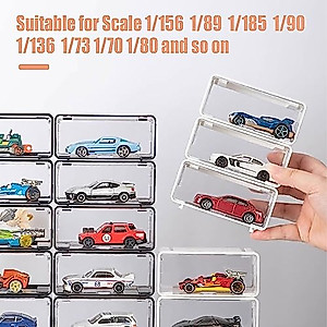 10pcs Clear Acrylic Display Case for Car Mold, Scale Matchbox Wheel Display Case Wall Diecast Model Car Cabinet White Car Wheel Storage Shelves Showcase Organizer for Mini Car, 3.54 x 1.57 x 1.38 inch