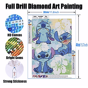 Ksxistiyt Diamond Art Painting Kits for Adults - Cartoon Full Drill Diamond Dots Paintings for Beginners, Round 5D Paint with Diamonds Pictures Gem Art Painting Kits DIY Adult Crafts Kits 12x16inch