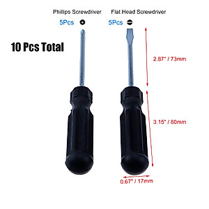 Pastlla 10Pcs Screwdrivers Set, 5 Phillips Screwdriver & 5 Flat Head Screwdriver Magnetic Screwdriver Set for Fastening, Loosening Screws, Repairing Home Improvement Craft (Black, 6 Inch)