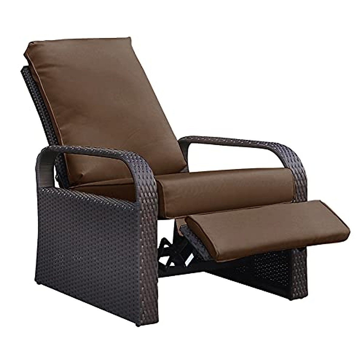 Outdoor Recliner, Outdoor Wicker Recliner Chair with 5.12'' Thickness Cushions, Automatic Adjustable Rattan Patio Chaise Lounge Chairs, Aluminum Frame, Anti-UV and Rustless