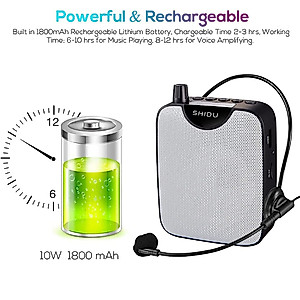Voice Amplifier SHIDU Original Personal PA System18W with Wired Microphone Headset Mini Loud Speakers Support Recording Funtion Rechargeable for Teachers,Tour Guides,Classroom,Yoga Trainers