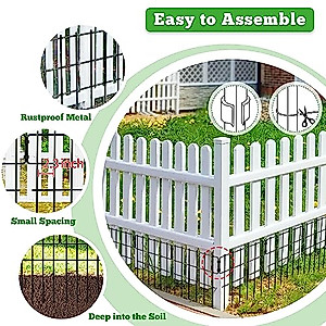 Animal Barrier Dog Fence Outdoor - 10 Pack No Dig Fence for Dogs Rabbit Pet Outside Use, Garden Fence Animal Barrier Fence, Metal Fencing Panel, 17 in(H) X 10.83 Ft(L)