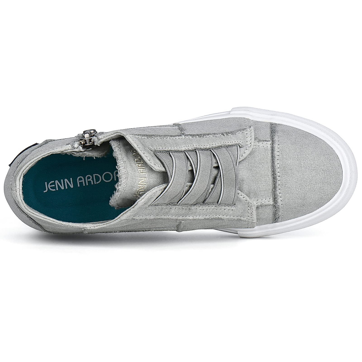 JENN ARDOR Wedge Sneakers for Women Fashion Canvas Shoes Casual Platform Hidden Heel Womens Slip On Sneaker Non Slip Side Zipper Light Grey