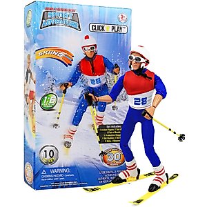 Click N' Play CNP30602 Sports & Adventure Skiing 12"" Action Figure Play Set with Accessories, 12 inches, Brown/A