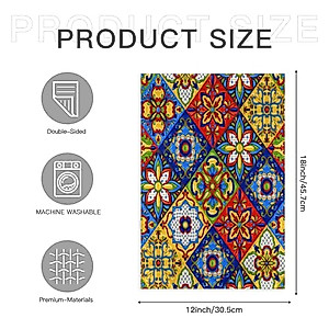 Double-sided garden flag Mexican Talavera Ceramic Tile Outdoor Flag Garden Flag Yard Outdoor Decoration （12×18in）.
