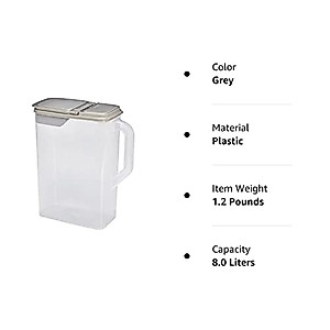 Buddeez Pet Food Storage Container - 8 Quart Capacity Dog Food Storage, Cat Food, & Bird Seed Container with Durable EZ Grip Handle, EZ Flip Lid with Gray Lid (includes 1 Cup Clear Scoop)