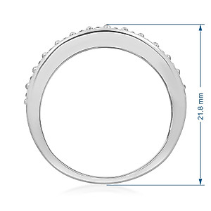 Jewelili Sterling Silver 1/10 Cttw Natural White Round Diamond Anniversary Ring, Size 8