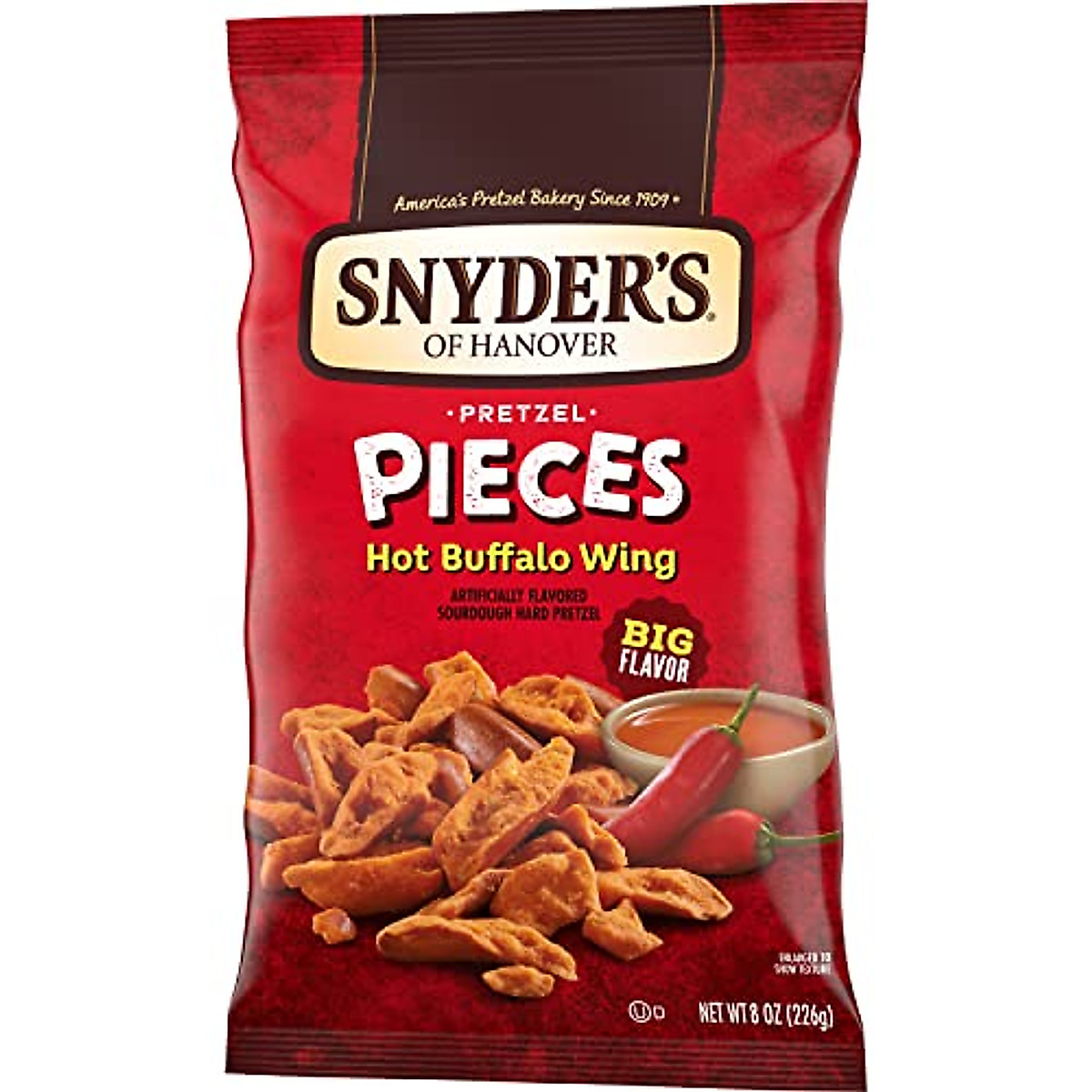 Snyder's of Hanover Pretzel Pieces, Hot Buffalo Wing, 8 Oz (Pack of 6)