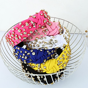 FEDANS Women Knotted Jeweled Headband Crystal Embellished Mixed Top Hairband ladies Twist Nylon Hair accessories for Girls
