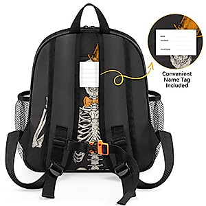 OMFUNS Sugar Skull Toddler Backpack for Boys Girls St. Patrick's Day Kids Backpack Kindergarten Nursery Preschool Bookbag Travel Children School Bag with Chest Strap