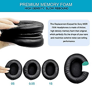 Replacement Ear Pads for Sony MDR 7506, GVOEARS Earpads Cushions Noise Isolation Headphone Pads for Sony MDR V6 / MDR V7 / MDR-CD900ST with Soft Protein Leather, Durable Memory Foam (Black)