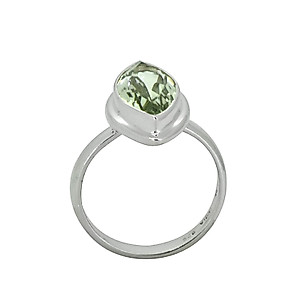 YoTreasure Green Amethyst Solid 925 Sterling Silver Gemstone Ring Jewelry