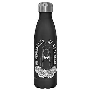 Wednesday Wear Black 17 oz Stainless Steel Water Bottle, 17 Ounce, Multicolored