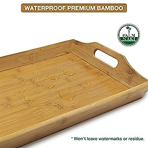 Palm Naki Bamboo Serving Tray - Bamboo Decorative Tray with Handles, Bamboo Charcuterie Tray, Bamboo Wood, 19.5” x 11.8” x 1.5”