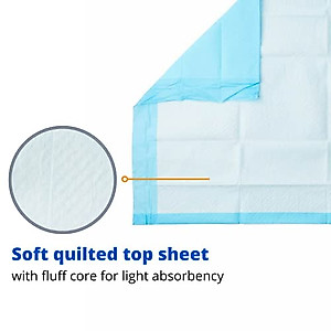 Medline Light Absorbency Disposable Underpads, Quilted Fluff Core, 23" x 36'', 50 Count