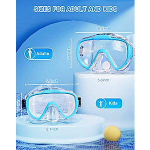 Norabidea Swim Goggles Adult Kids, Anti Fog Swimming Goggles with Nose Cover ,No Leaking Clear Snorkel Dive Mask 180 Wide View Men Women Youth Boys Girls