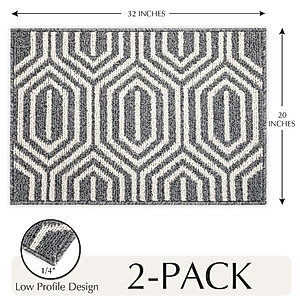 Emerson 2-Pack Indoor Doormats, 32" x 20" – Low Profile Front Door Mats – Welcome Outdoor Entrance Rugs – Machine Washable & Water Absorbent – Home Entryway Mats – Heavy Duty + Non-Slip (Gray)