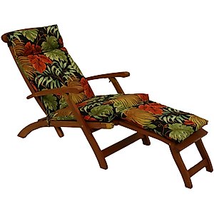 Blazing Needles All-Weather Outdoor Steamer Deck Lounger Cushion, Azul