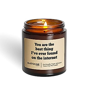 Hatoune Mystic Library Scented Soy Candle, You Are The Best Thing I've Ever Found On The Internet, Made in USA, 20-25 Hour Burn Time, 3.4 oz Amber Jar