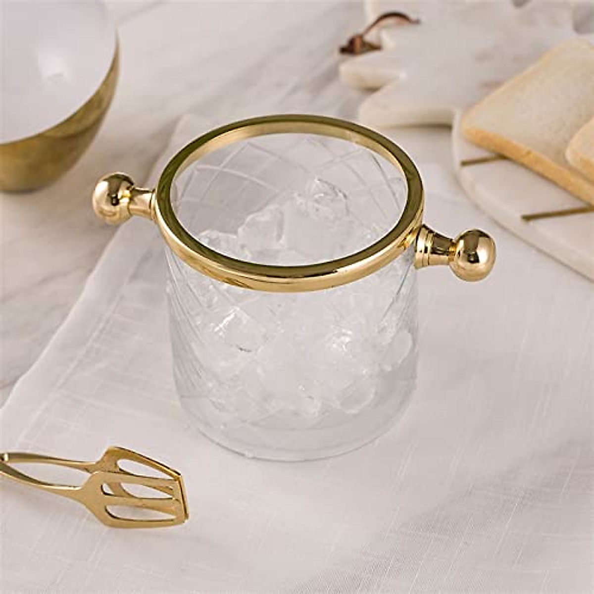 TULSIE Ice Bucket Handmade Brass glass ice bucket with ice clip dining table cooler wine wine rack ice bucket champagne can cooler