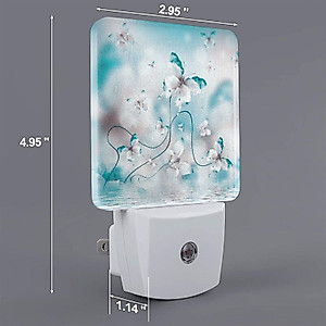 Avulzgd Teal Butterfly Night Light Plug in Wall Decorative Led Nightlight with Auto Dusk to Dawn Sensor Lamp for Kids Bedroom Room Nursery Hallway Kitchen Decor