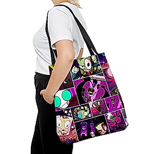 Invader Aesthetic Zim Tote Bag for Women and Men Beach Bag Shopping Bags School Shoulder Bag Reusable Grocery Bags