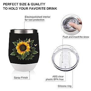 WYUSPGK 304 Stainless Steel Insulated Cup, Weed with Sunflower Print Smooth Rim, Durable & Reusable - Perfect for Office, Home, And Travel
