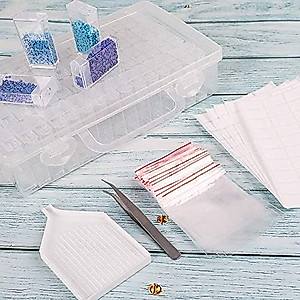 SGHUO 6 Pack 28 Grids Diamond Painting Boxes and 64 Slots 5D Diamond Painting Storage Containers with 600pcs Label Stickers for DIY Art Craft, Sewing, Nail Diamonds