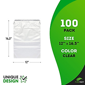 PUREVACY Clear Drawstring Bag, 12 x 16 Inches. 100 Pack Clear Plastic Drawstring Bags. 2 Mil Double Drawstring Clear Plastic Bags. Waterproof Clear Drawstring Bags for Goodies, Travel Essentials