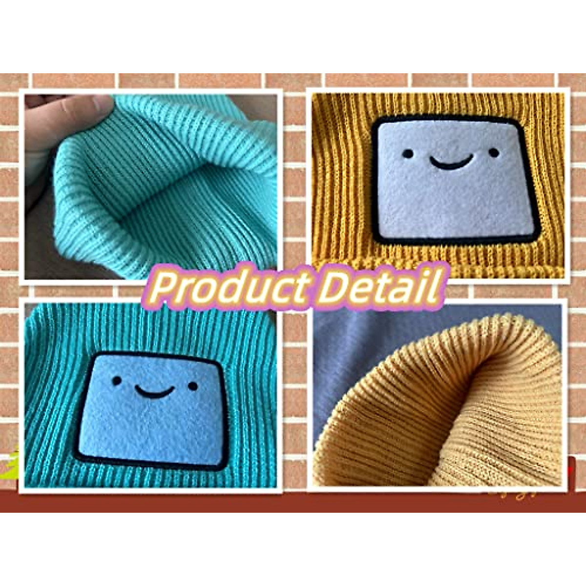 Wellcalmly Anime Beanie Unisex Knitted Hats, Cute Slouchy Warm Cap, Cartoon Winter Soft Headwear Hat for Men Women (Yellow)