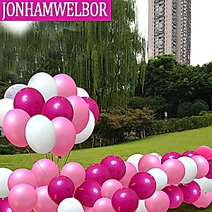 Party Balloons Hot Pink Latex Balloons 70pcs 12inch Wedding Kid’s Birthday Bride Bachelorette Party Decorations(with Hot Pink Ribbon)