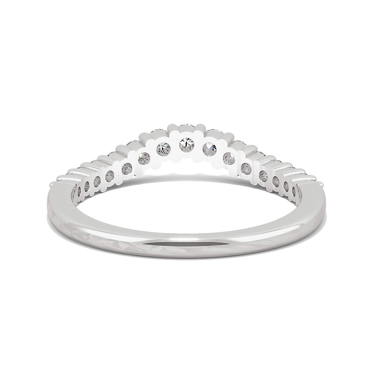 14K White Gold 2.3mm Round Moissanite Curved Graduated Band- size 8 0.39cttw DEW by Charles & Colvard