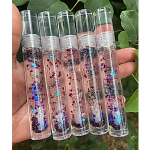 Lip Gloss Tubes with Wand Empty, 10 Pack 5ml Transparent Lip Gloss Containers, Clear Crystal Lip Gloss Tubes with Rubber Stoppers for DIY Lip Gloss
