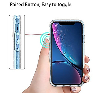 Lamcase for iPhone XR Case, Crystal Clear Bling Sparkly Glitter Shiny Soft Flexible TPU Slim Fit Drop Protection Rugged Shockproof Cover Case for Apple iPhone XR 6.1 inch (2018), Clear Glitter