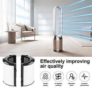 2-IN-1 HEPA Filter Replacement Compatible with Dyson HP06 TP06 HP07 TP07 TP7A HP09 TP09 PH01 PH02 PH03 PH04, Combi Glass Pure Cool Hot Humidify Fan, 2-IN-1 HEPA + Carbon Filter (Upgraded) (Black)